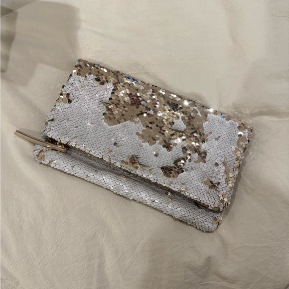 Bags | Sequin Clutch Bag Gold And Silver | Poshmark